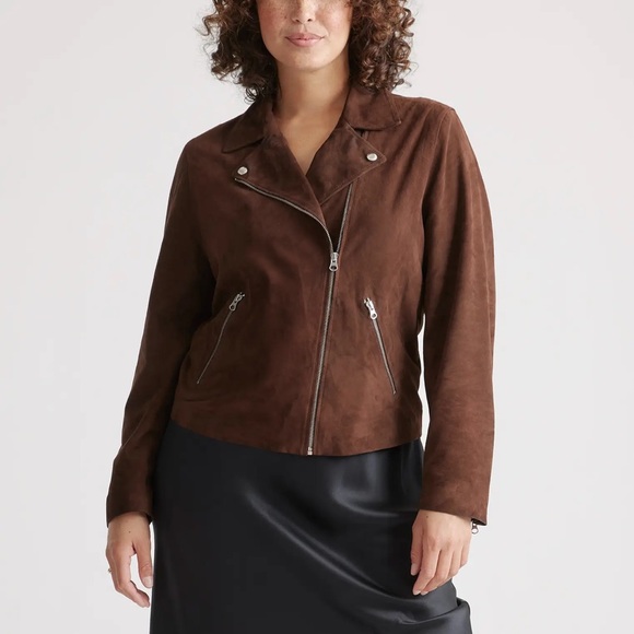 Quince | Jackets & Coats | Quince 0 Suede Biker Jacket Brown | Poshmark